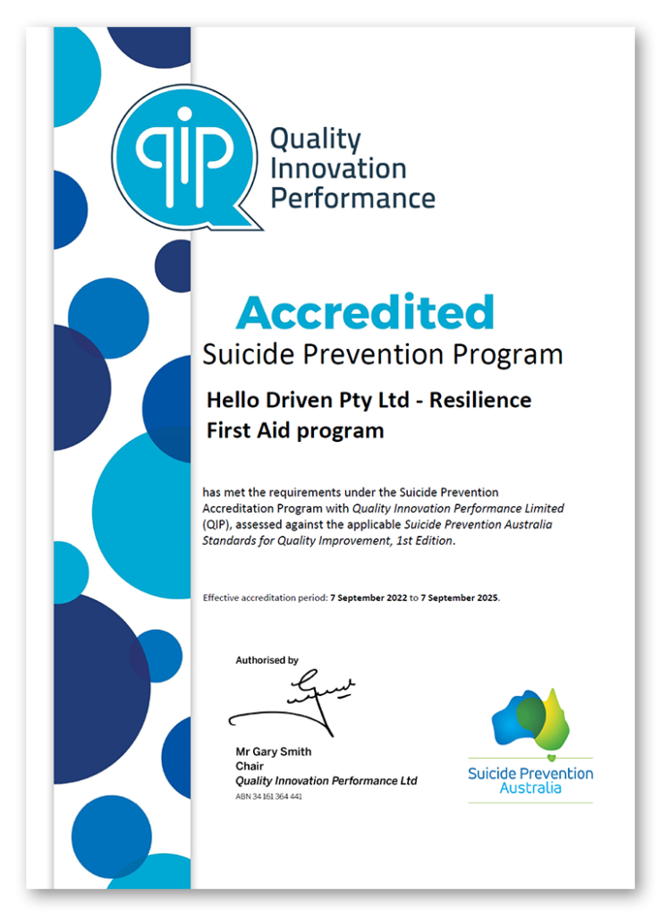 Resilience First Aid Achieves Accreditation - Driven Resilience